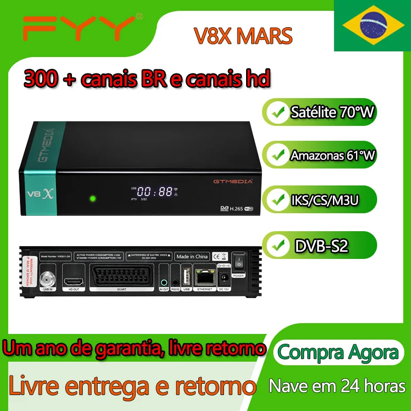 GTmdia Receptor de TV por satélite Mars V8X, decodificador con DVB S/S2 ...
