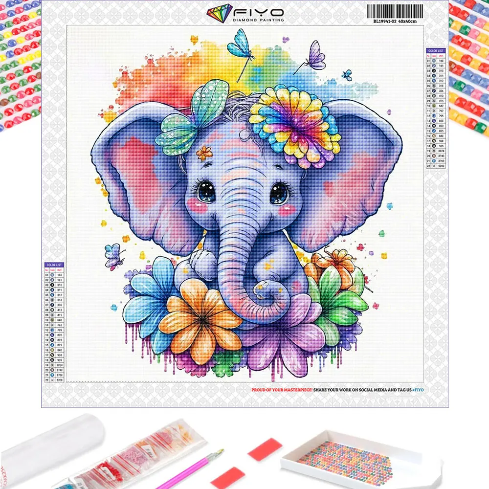 FIYO Diamond Painting New 2023 Animal Elephant Embroidery Diamond 5D ...