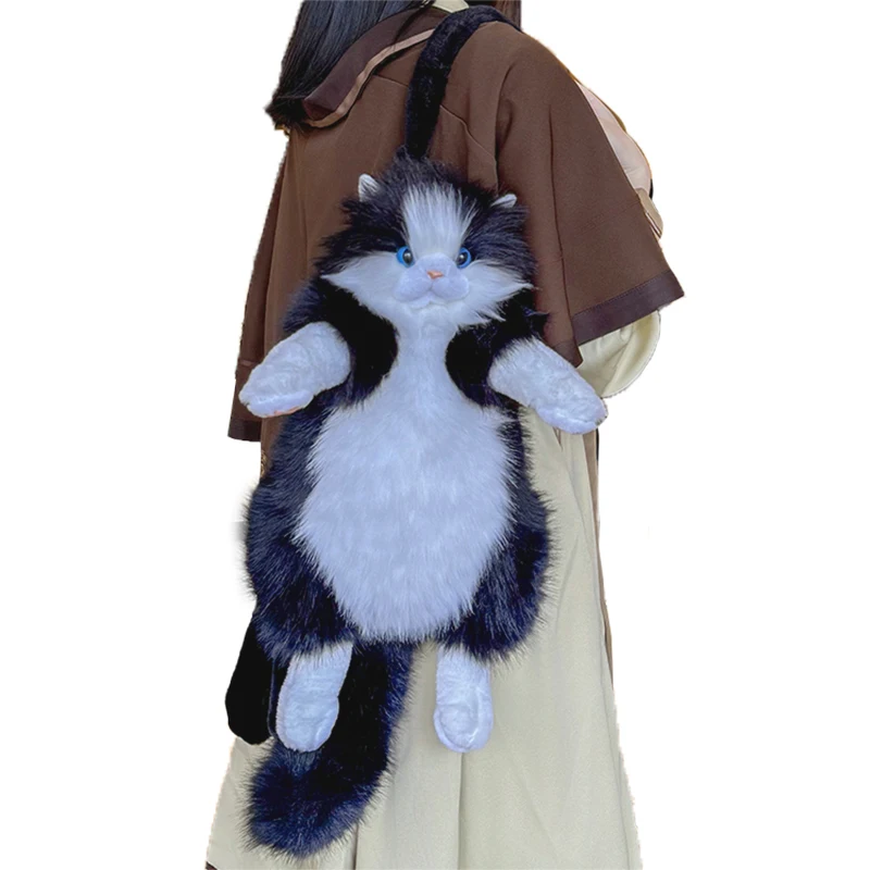 Handmade Plush Kitten Backpack Stuffed Animal Cow Cat Fashion Gift For ...