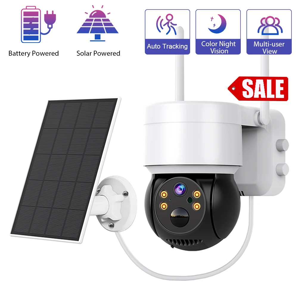 2MP Multipurpose Outdoor Solar Camera 500W Motion Tracking PTZ Camera ...