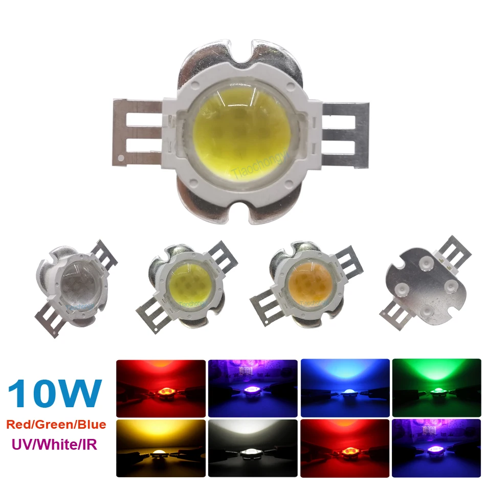 10W-High-Power-LED-chips-Round-LED-90-Angle-Lens-Red-Green-Blue-UV ...