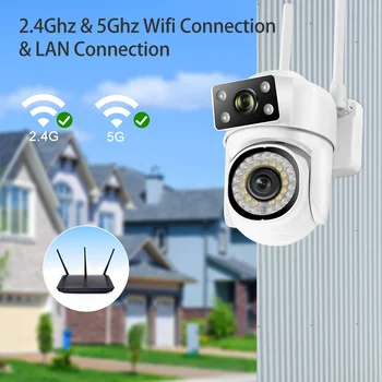 4K 8MP Wifi PTZ Camera Dual Lens IP CCTV Video Surveillance Camera Ai ...