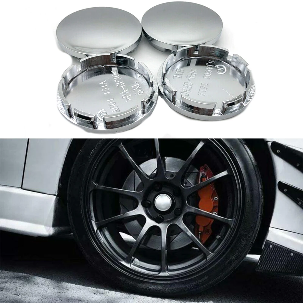 4Pcs ABS Chrome 56mm Car Wheel Center Cap Replacement Hub Tyre Rim Hub ...