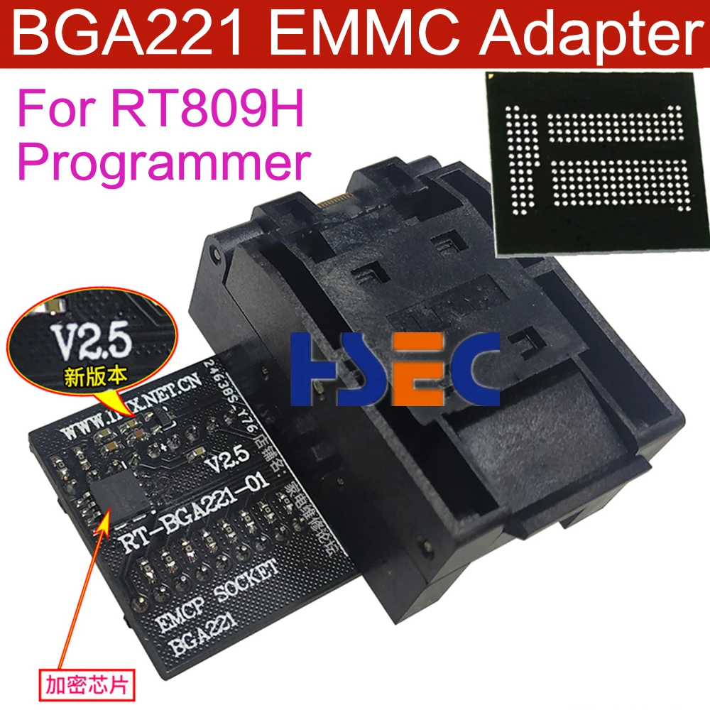 BGA221 emmc adapter RT-BGA221-01 11.5*13mm EMMC seat EMCP221 EMMC Adapter socket For RT809H ...