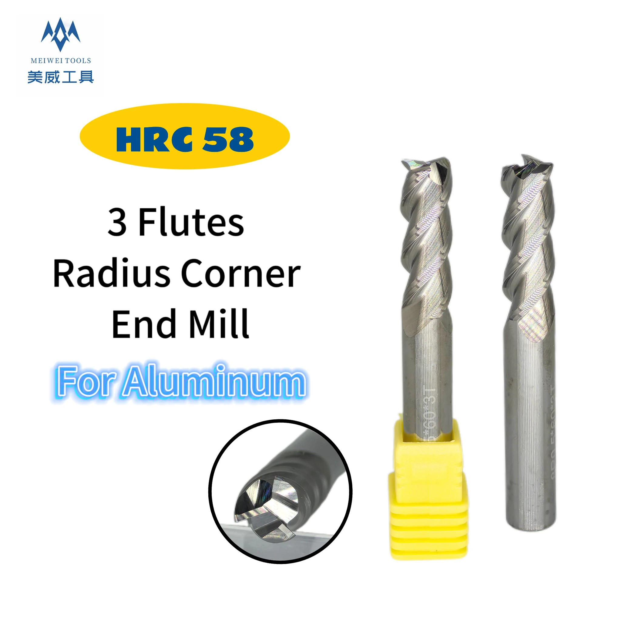 HRC58-High-Performance-Solid-Carbide-End-Mill-For-Aluminum-3-Flutes ...
