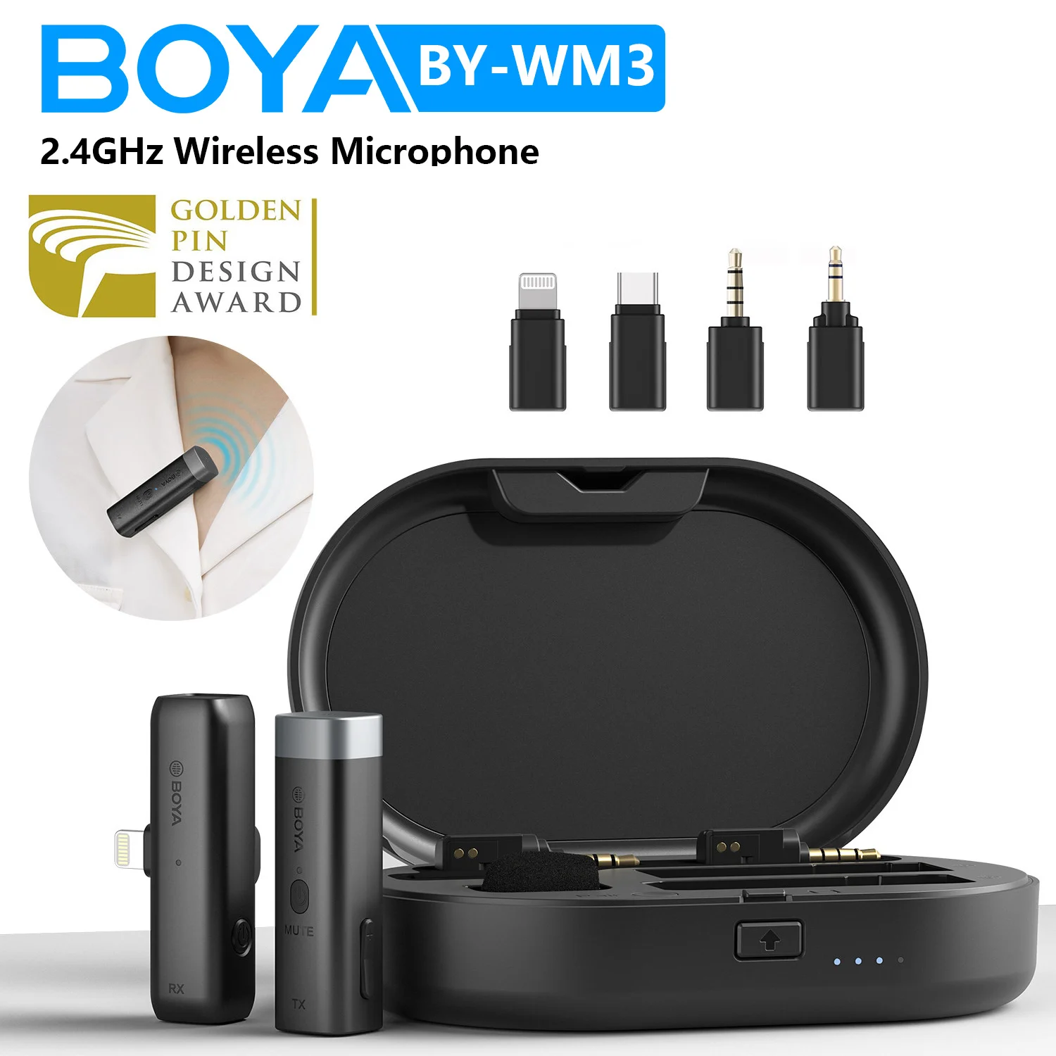 BOYA-BY-WM3-2-4GHz-Wireless-Microphone-for-PC-Smartphone-iPhone-Android ...