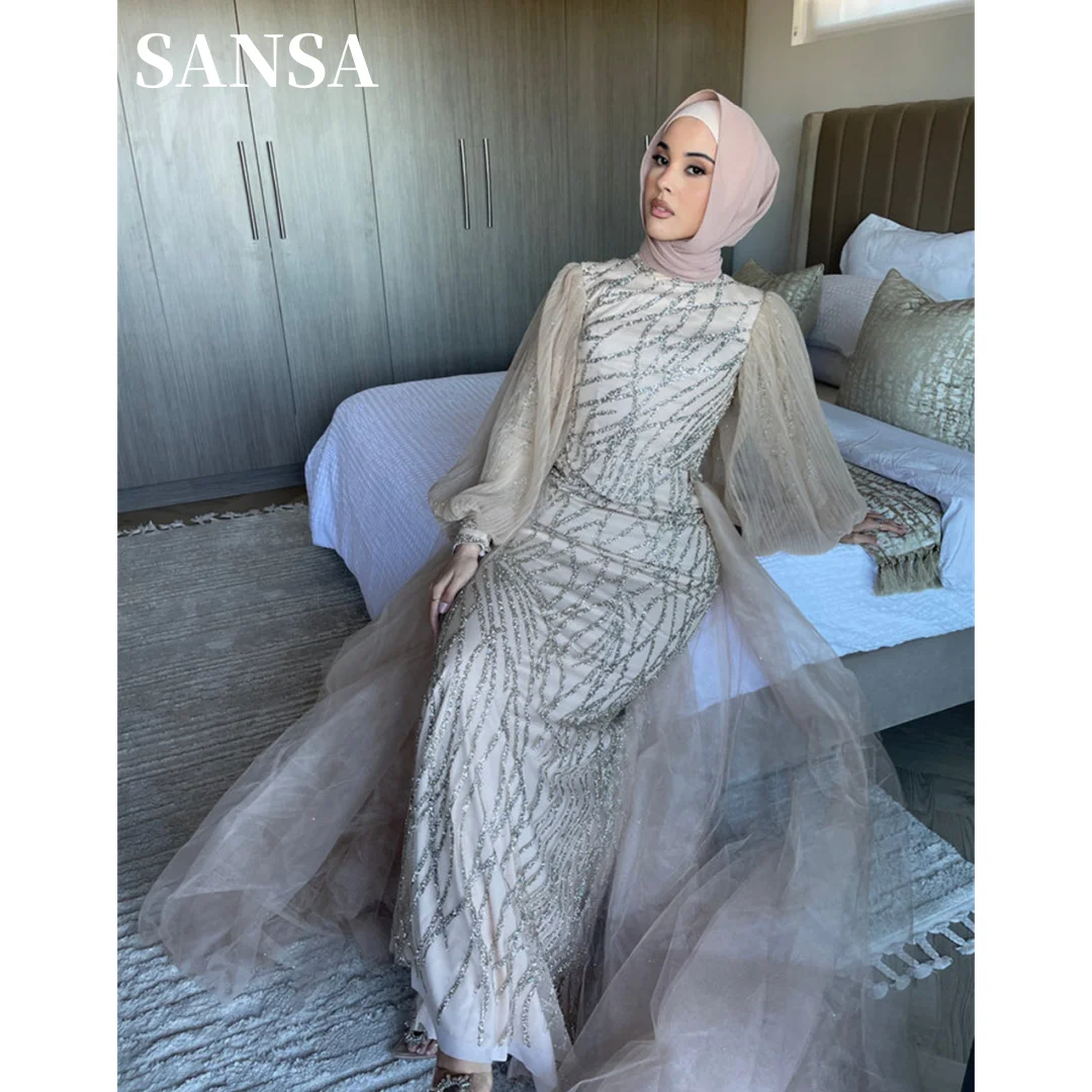 Sansa-vestidos-de-graduaci-n-hechos-a-mano-con-cola-manga-hinchada-de ...