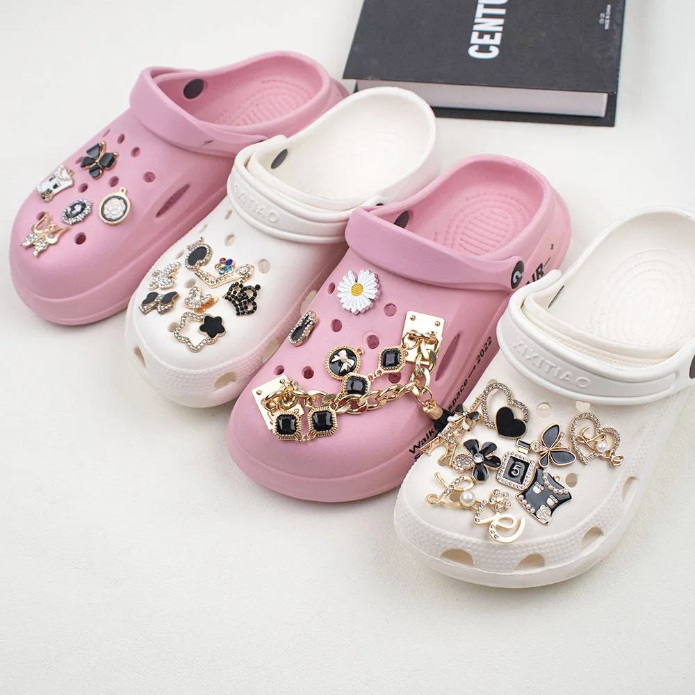 Rhinestone Metal Butterfly Pearl Tower Glasses Heart Flower Croc Charms ...