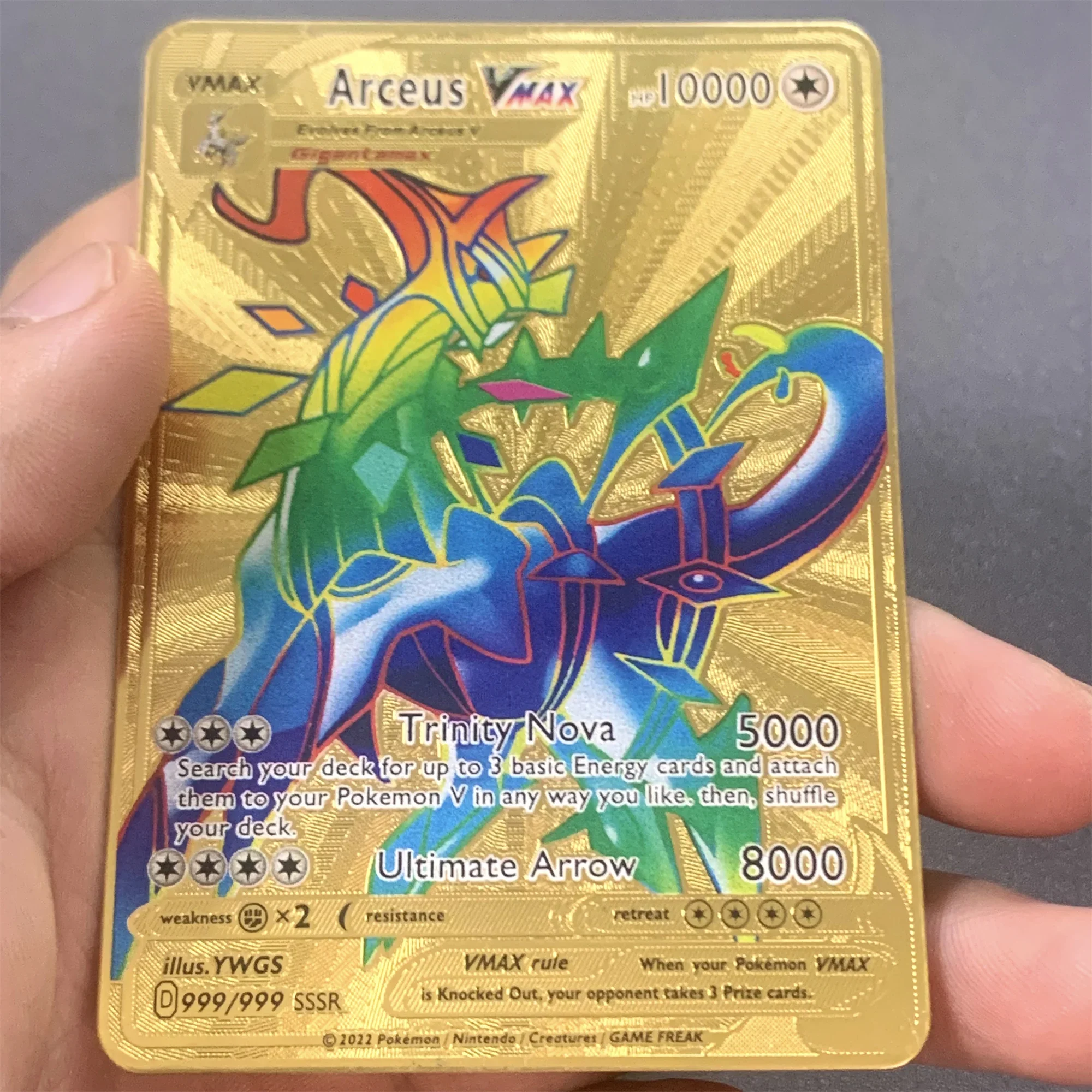 Newest metal Cards English Golden 10000 Arceus Rainbow Vmax Koraidon ...