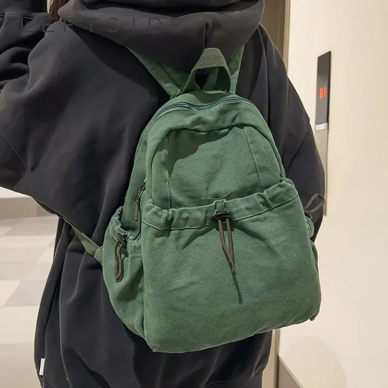 LEFTSIDE-Design-Women-s-Small-Green-Canvas-Backpacks-2024-Summer-Y2K ...
