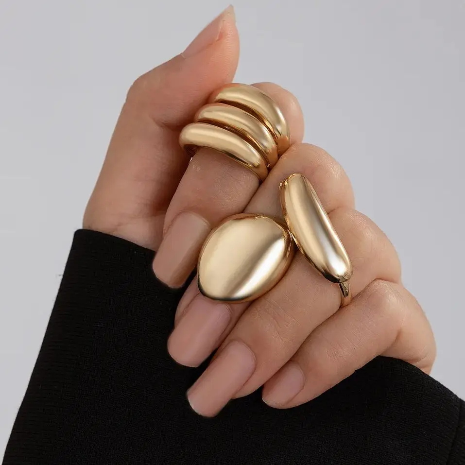 DIEZI-Punk-Exaggerated-Irregular-Metal-Rings-For-Women-Men-Unisex-Gift ...