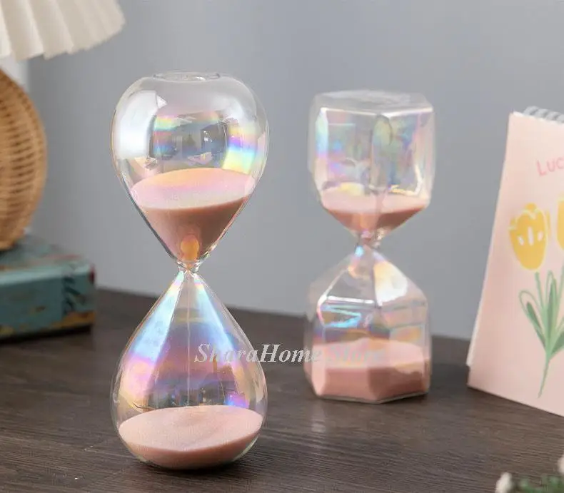 Rainbow-Glass-Instant-Hourglass-Kids-30-Minutes-Time-Timer-Pink-Sand ...