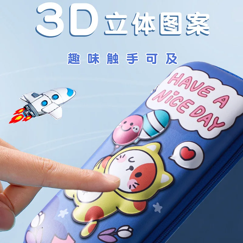 3D Pencil Case Cute Cartoon Pattern Cat Dinosaur Pattern Pink Blue ...