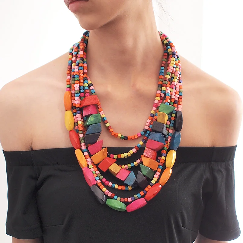 KDLUN-collares-de-maderas-Multicolor-bohemio-para-mujer-colgante-largo ...