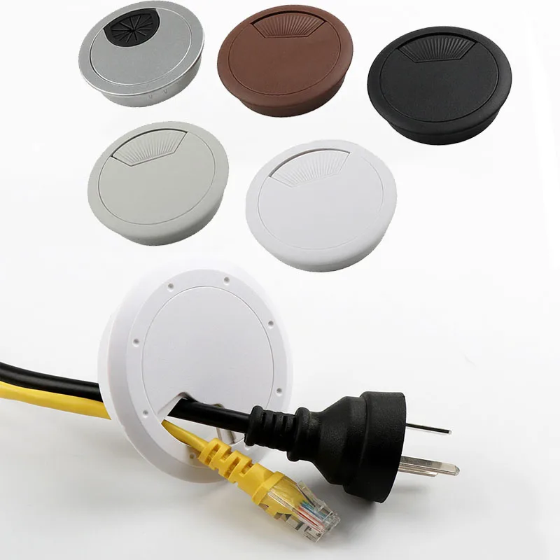 50-60-80mm-Desk-Wire-Hole-Cover-Base-Computer-Gromet-Table-Cable-Outlet ...