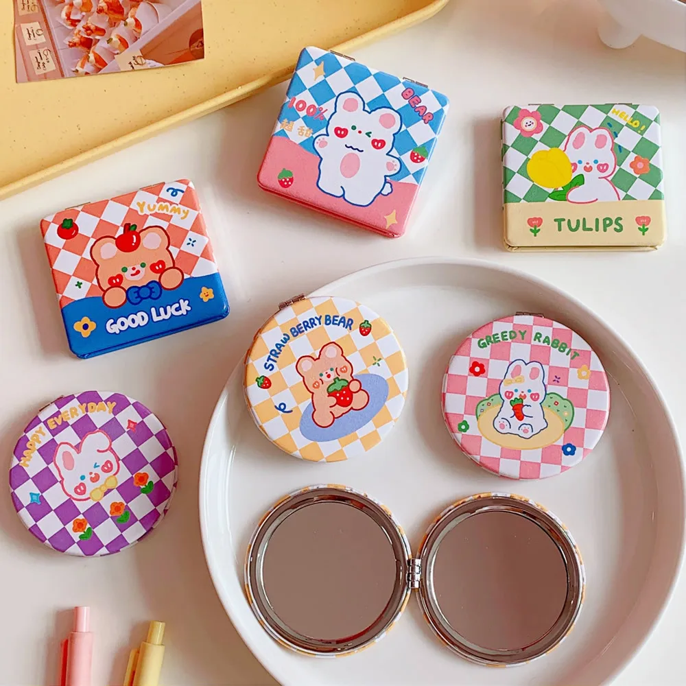 1p-Korea-Ins-Cartoon-Double-Sided-Portable-Mirror-Cute-Kawaii-Women ...