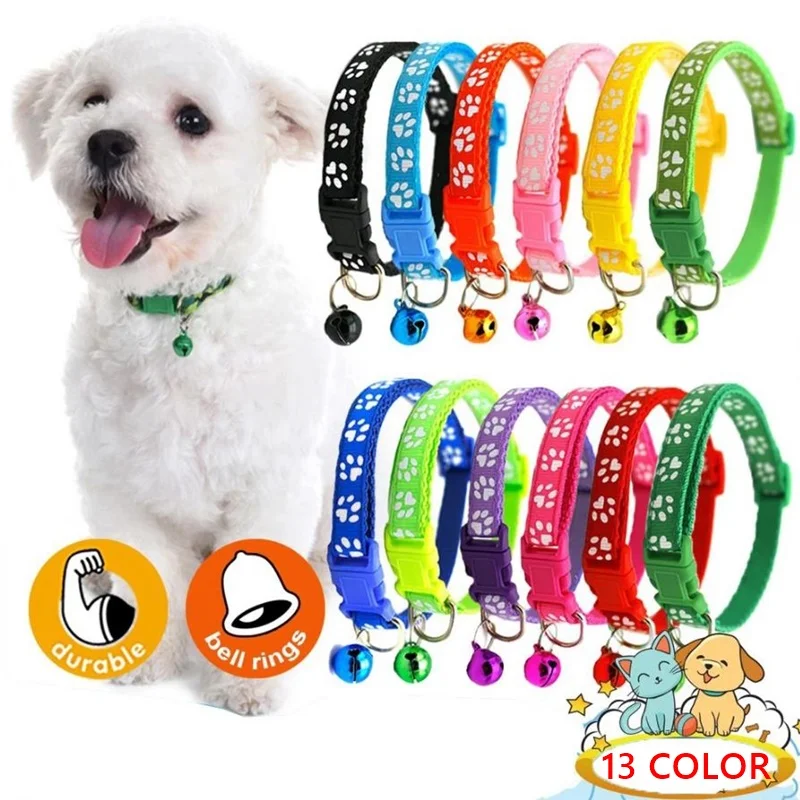 New-Colorful-Dog-Collar-Pet-Collar-With-Bell-Adjustable-Printing ...