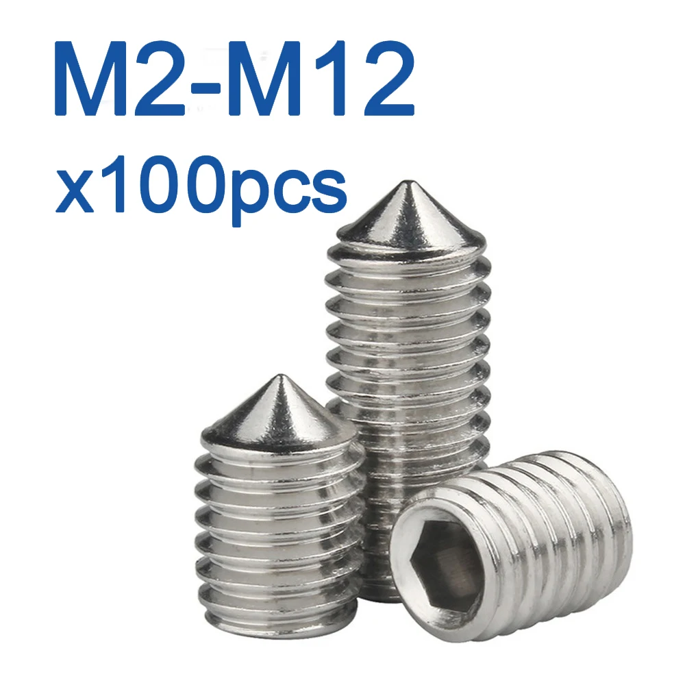 100pcs-lot-Hex-hexagon-socket-set-screw-cone-point-grub-screw-M2-M2-5 ...