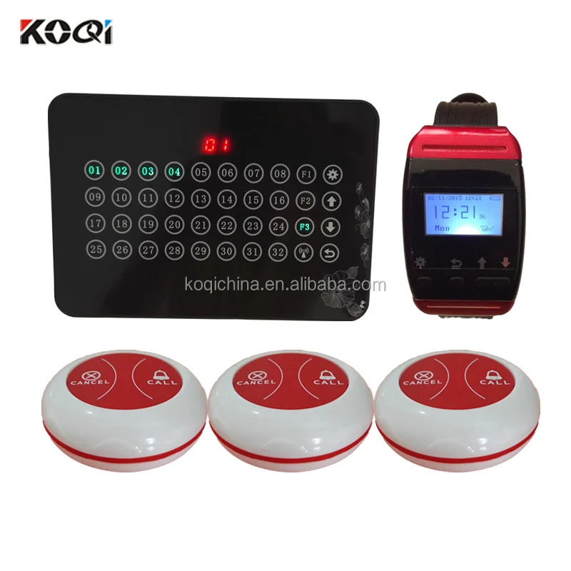 433.92MHZ Paging Bell Wireless Restaurant Buzzer Caller Table Call ...