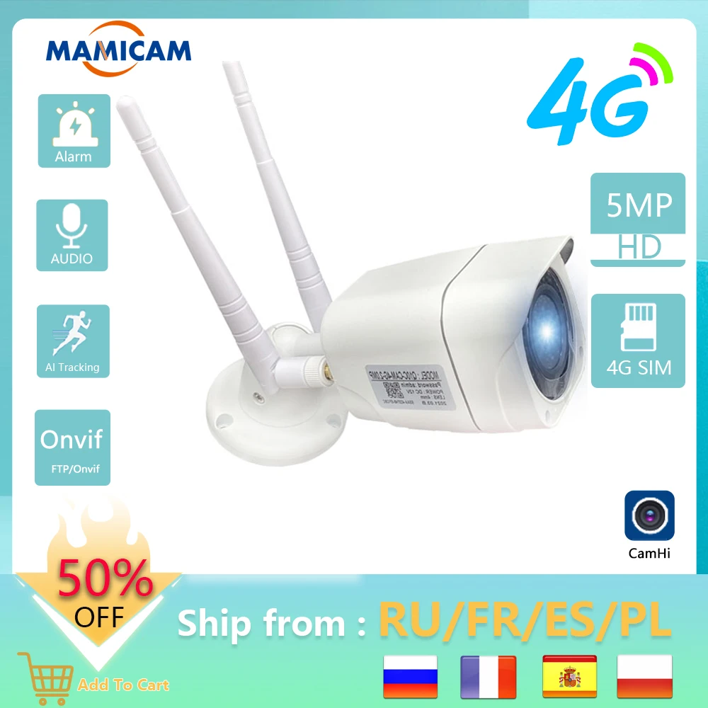 4g Sim Card Gsm Ip Camera Video Surveillance 5mp Security Protection ...