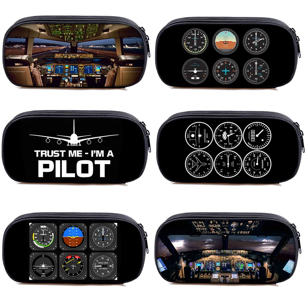 Cockpit-Six-Dials-Flight-Simulator-Cosmetic-Case-Pencil-Box-Pilots-6 ...