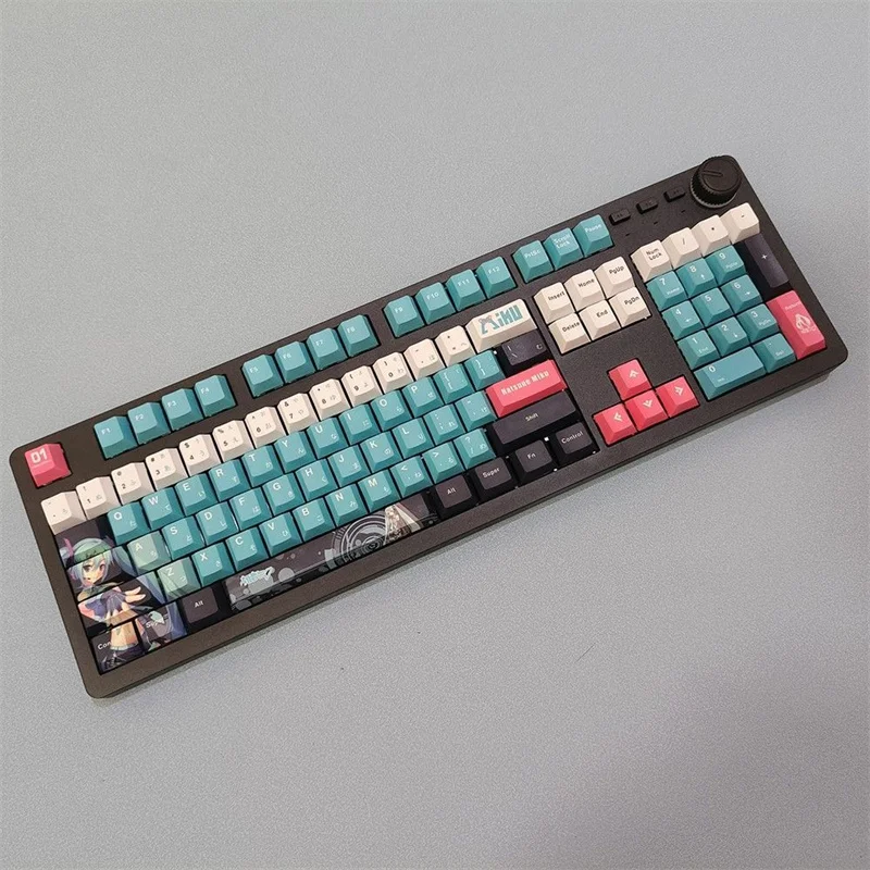 Anime miku teclado mecânico pbt keycaps 108 teclas conjunto pc gamer ...