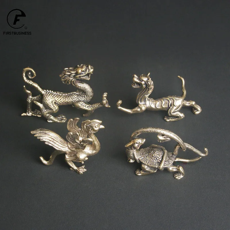 Brass Chinese Four God Beasts Ornaments Green Dragon White Tiger ...