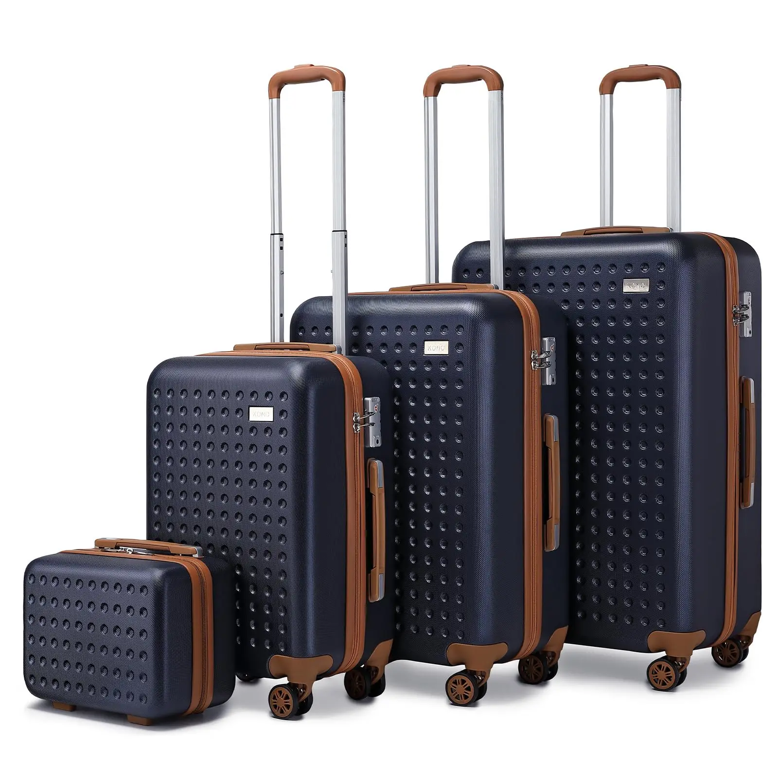Kono Lightweight Cabin Suitcase, ABS Hard Shell with 4 Spinner Wheels ...