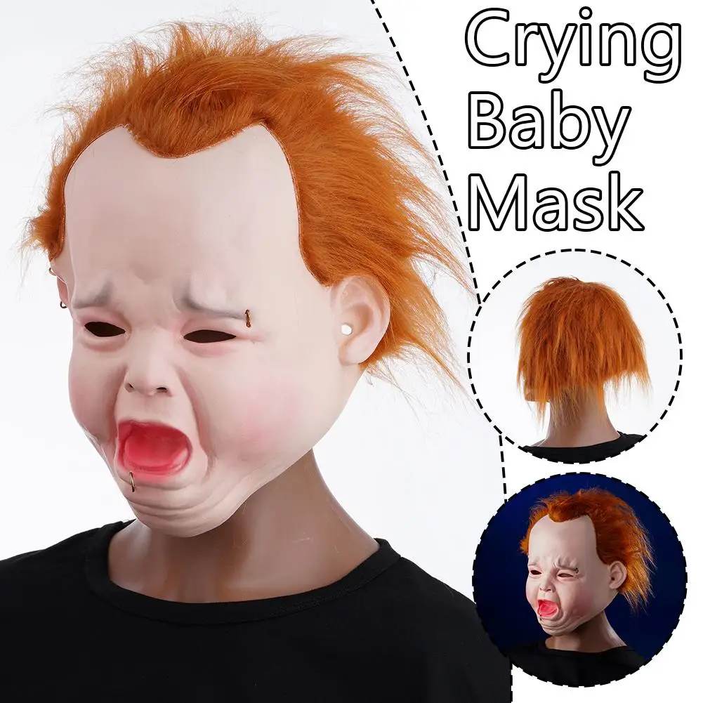 Crying-Punk-Baby-Mask-Funny-Weird-Realistic-Funny-Mask-Halloween ...