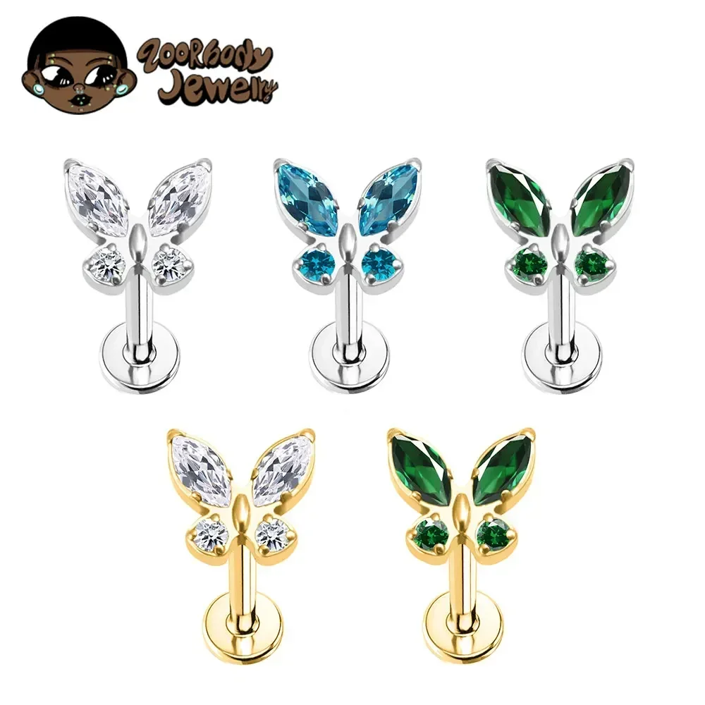 G23 Titanium 16G Labret Piercing Lip Stud Tragus Earring Ear Stud ...