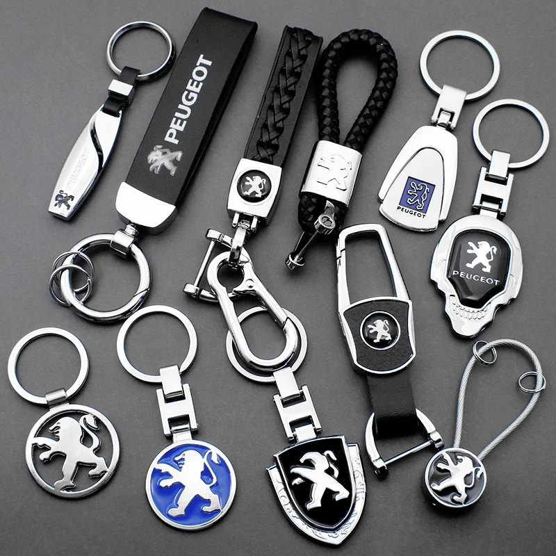 3D-Metal-Leather-Car-Styling-Keychain-for-Peugeot-508-208-3008-407-607 ...