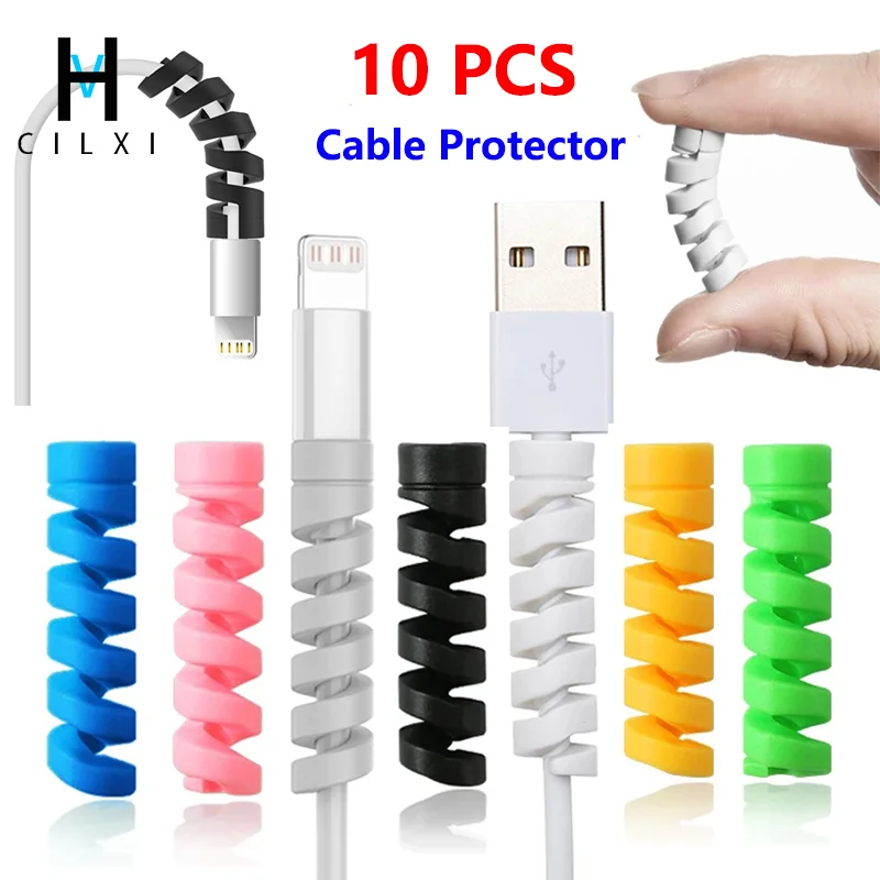Charger Cable Protector Spiral Silicone Protective Cover For Apple ...