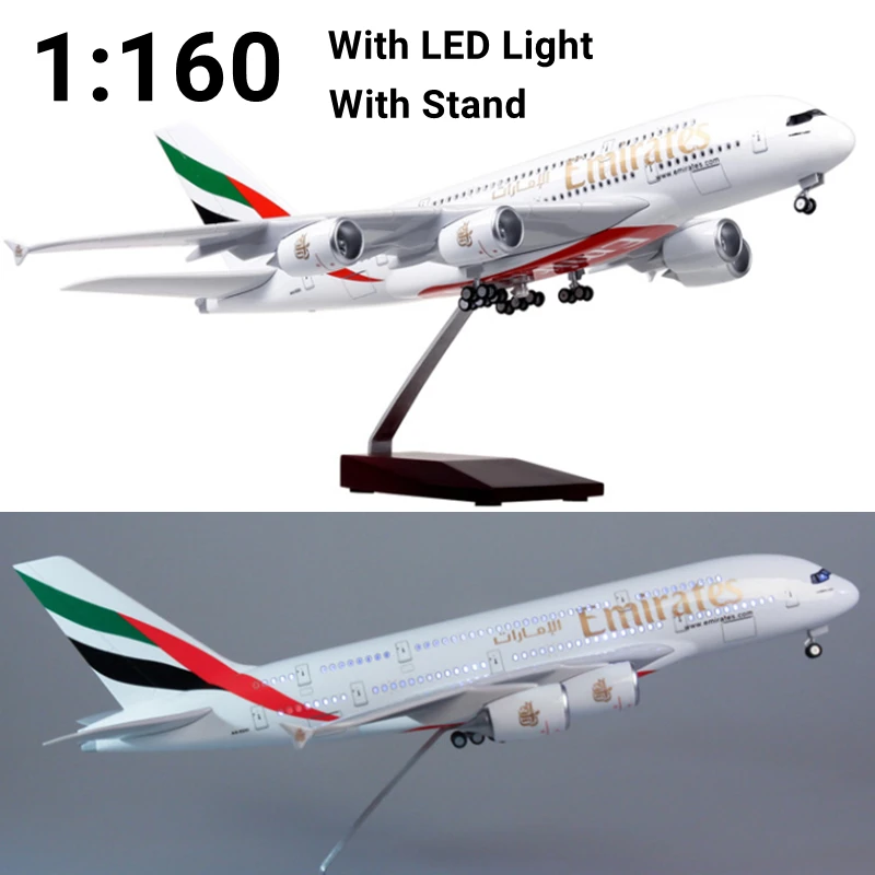 45CM Airplane Model Emirates Airlines Airbus A380 Aircraft Diecast ...