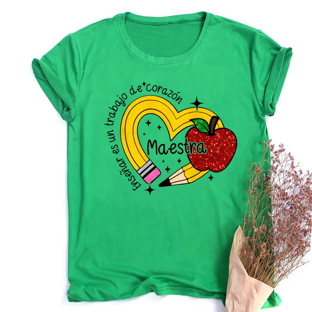 Camiseta informal con estampado de lápiz y MAESTRA para profesores y ...