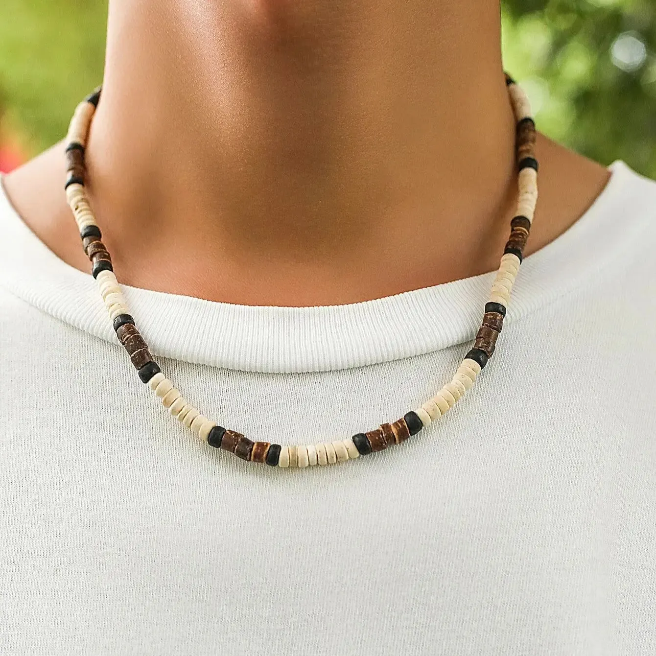 Fashion-Men-Summer-Beach-Wooden-Bead-Surfer-Necklace-Simple-Geometric ...