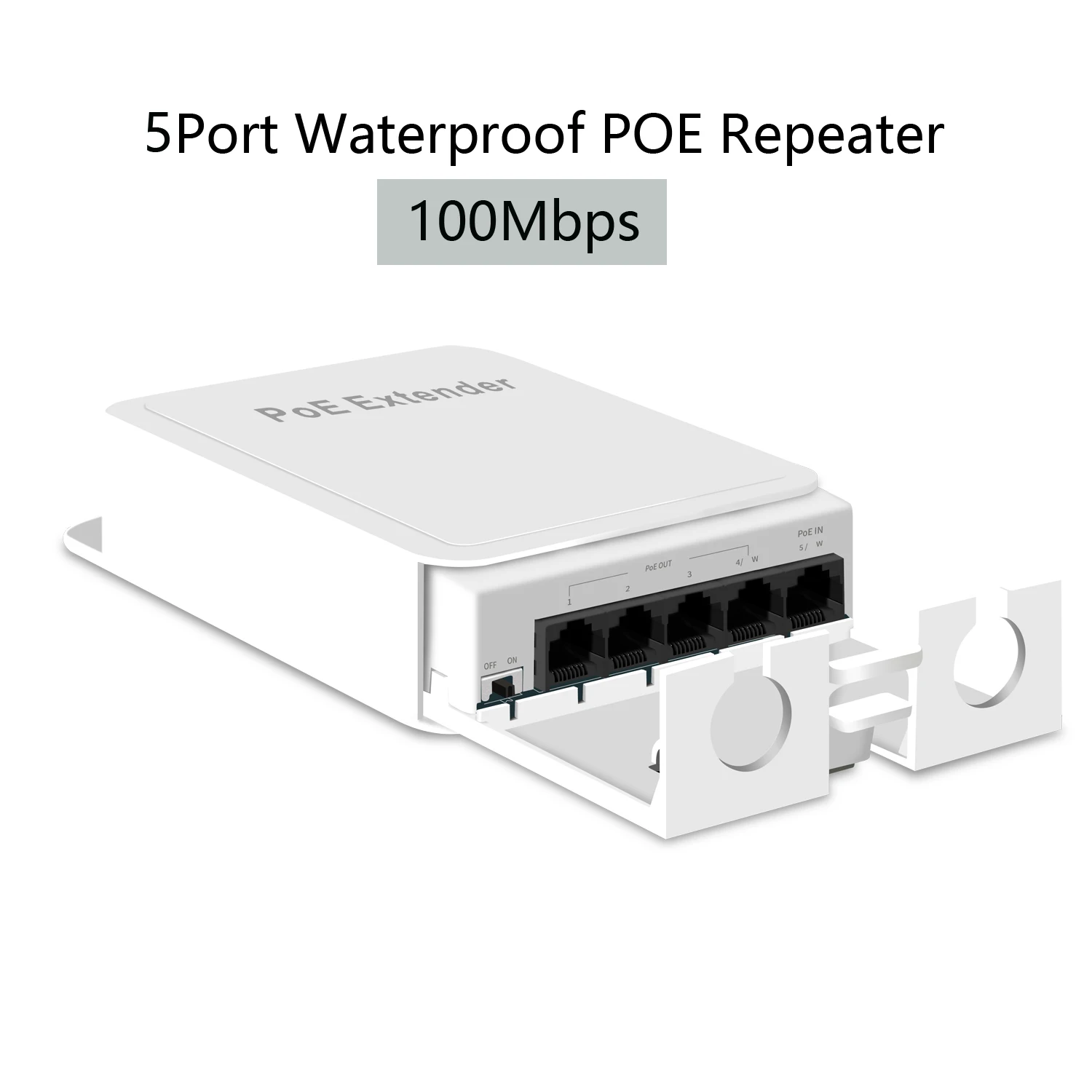 AZISHN-5-Port-Waterproof-POE-Extender-4-Port-Repeater-100Mbps-Outdoor ...