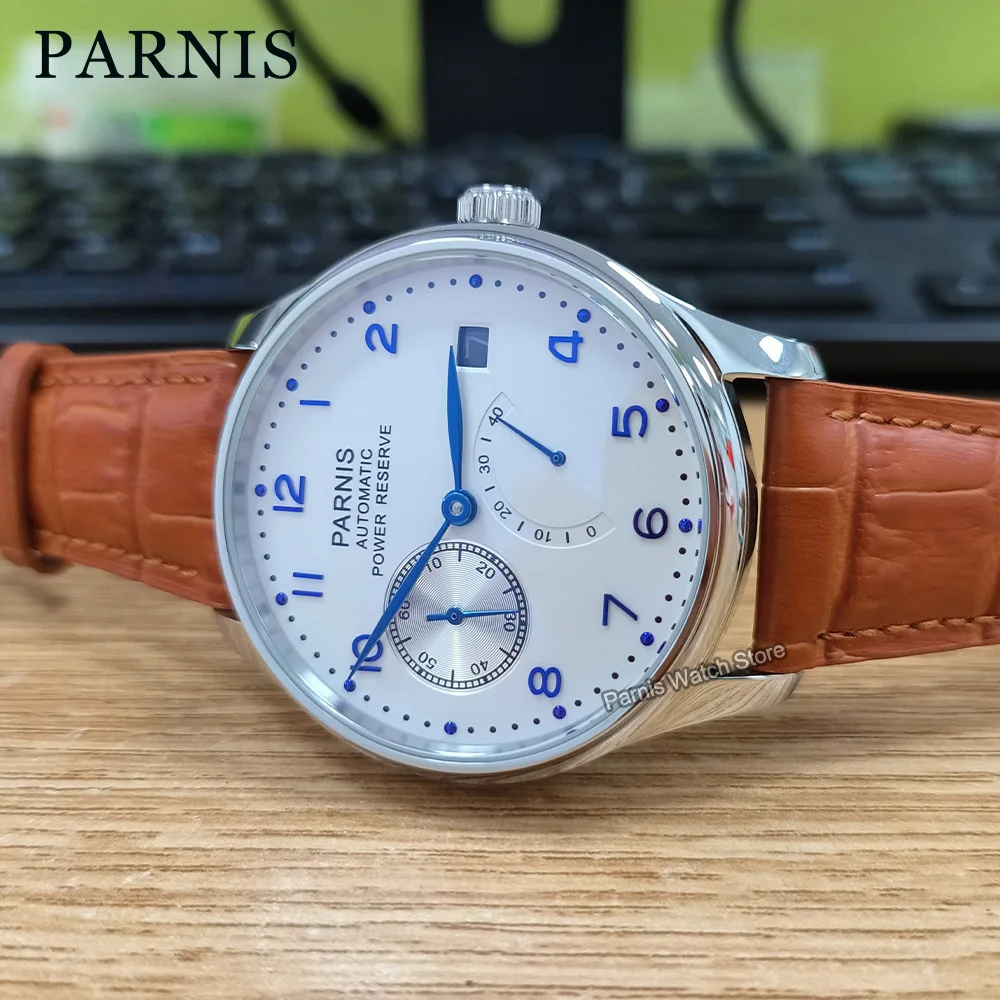 43mm-Parnis-Power-Reserve-Automatic-Movement-Silver-Case-Men-Boy ...