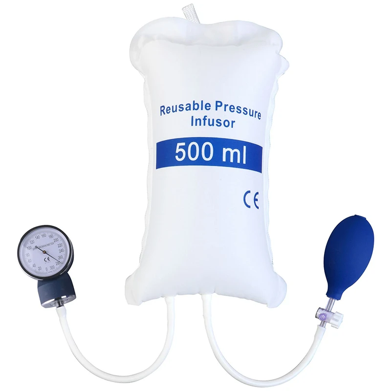 Reusable Medical Infusion bag Pressure bag 500 ml with Gauge, White