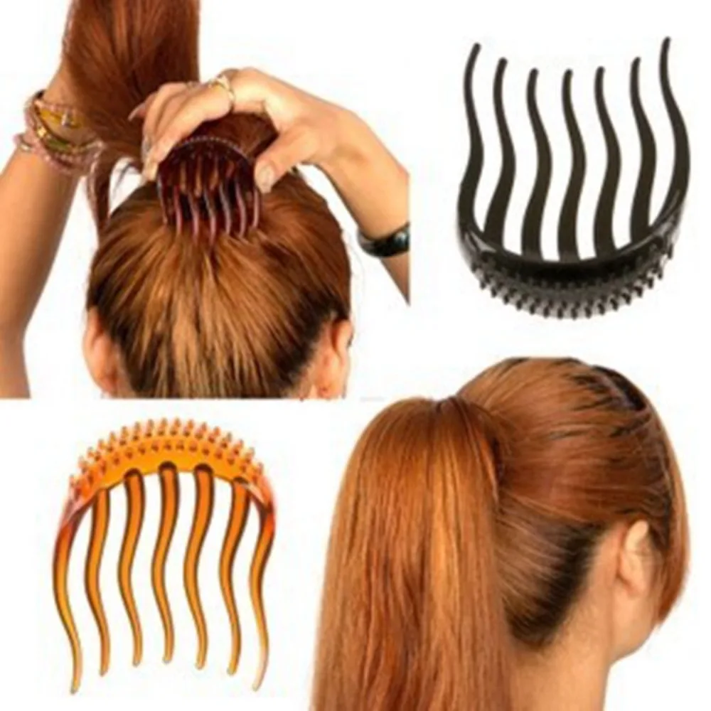 Fluffy-Plastic-Stick-Bun-Maker-Women-Hair-Styling-Clip-Ponytail-Holder ...