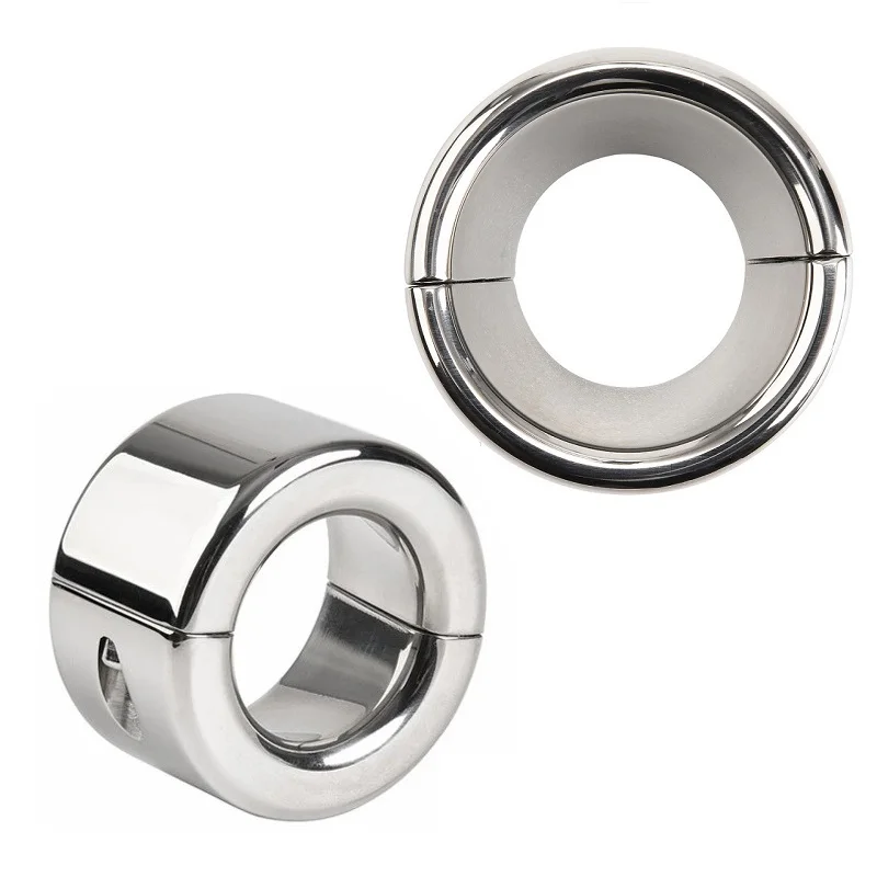 Stainless-Steel-Ball-Stretcher-Scrotum-Metal-Penis-Lock-Cock-Ring-Male ...