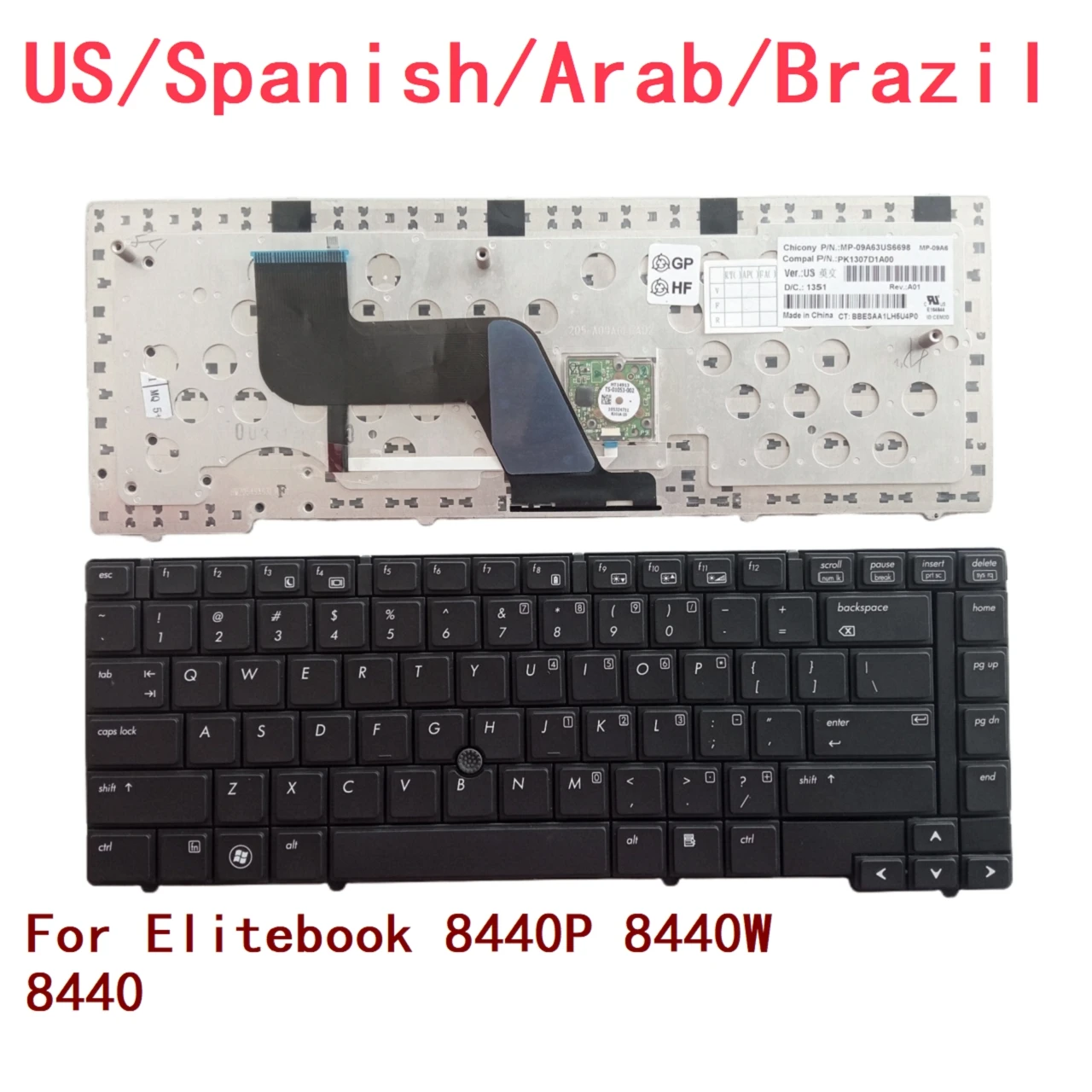 New-US-Spanish-Arab-Brazil-Laptop-Keyboard-For-HP-Elitebook-8440P-8440W ...