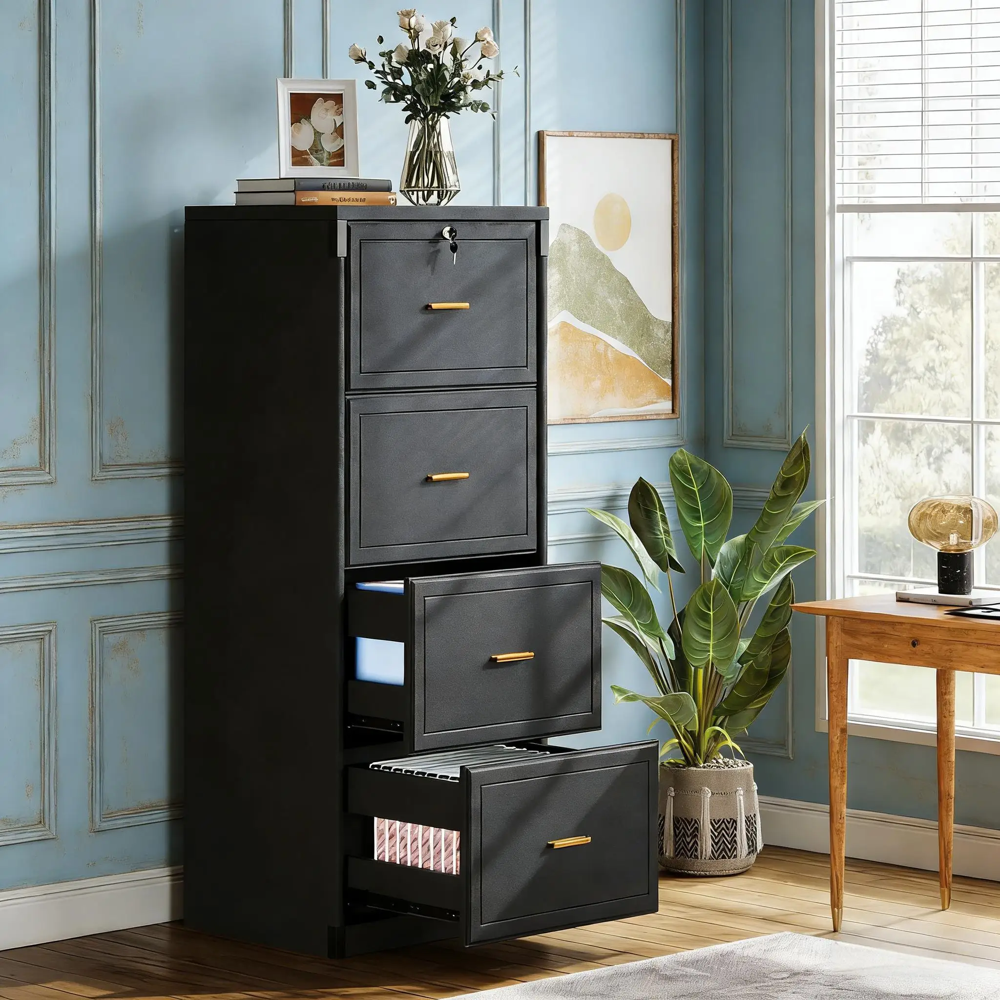 51 Inch Vertical File Cabinet 4 Drawer for Home Office Letter Legal ...