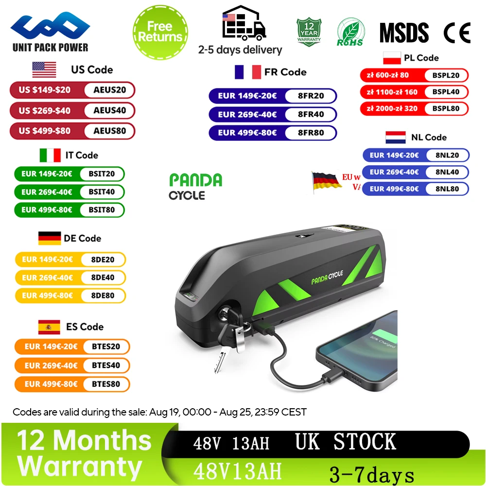 Panda-Cycle-L-G-3200mAh-48V-Lithium-Battery-EBike-Battery-13Ah-Hailong ...