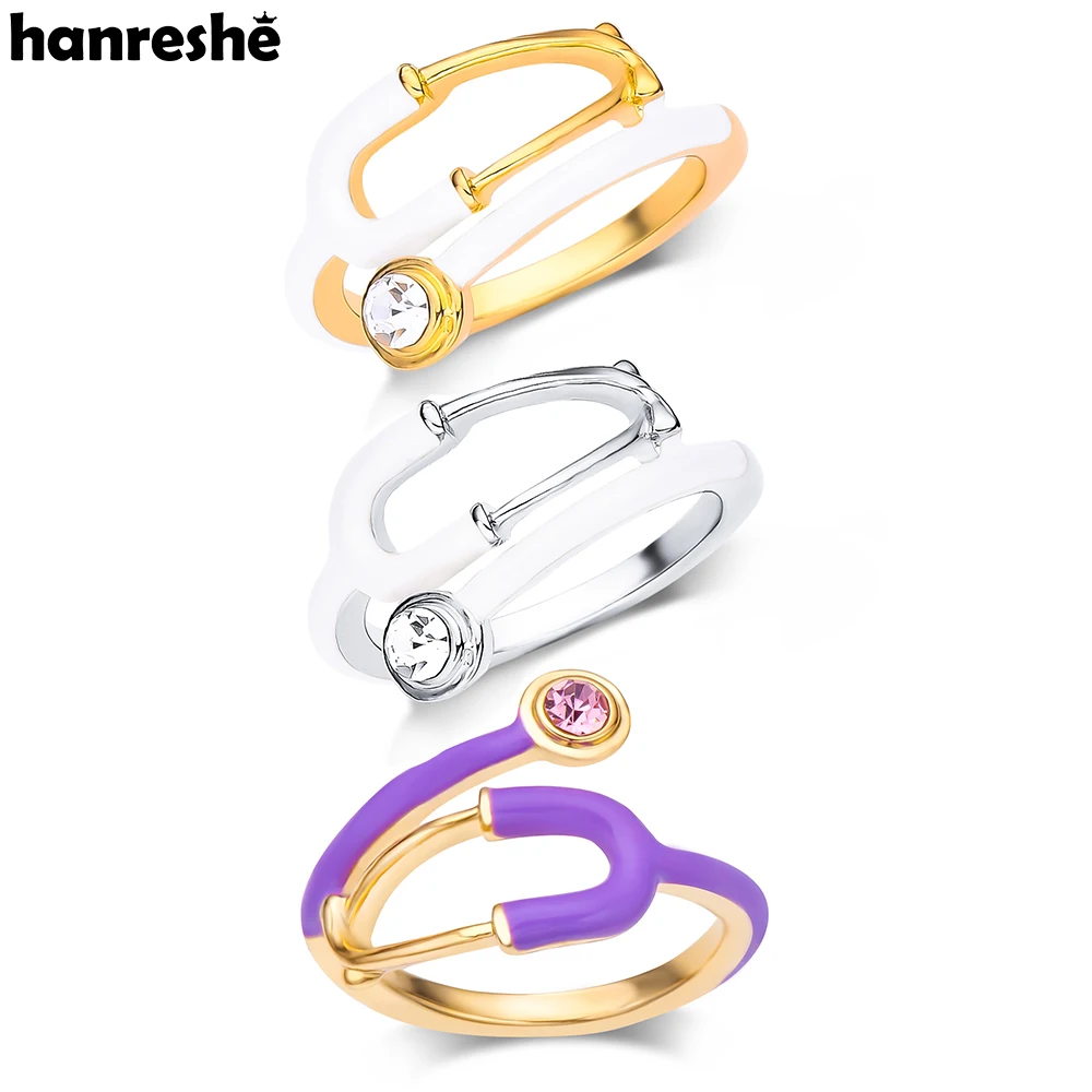 Hanreshe-Medical-Enamel-Stethoscope-Ring-with-Crystal-Luxury-Medicine ...