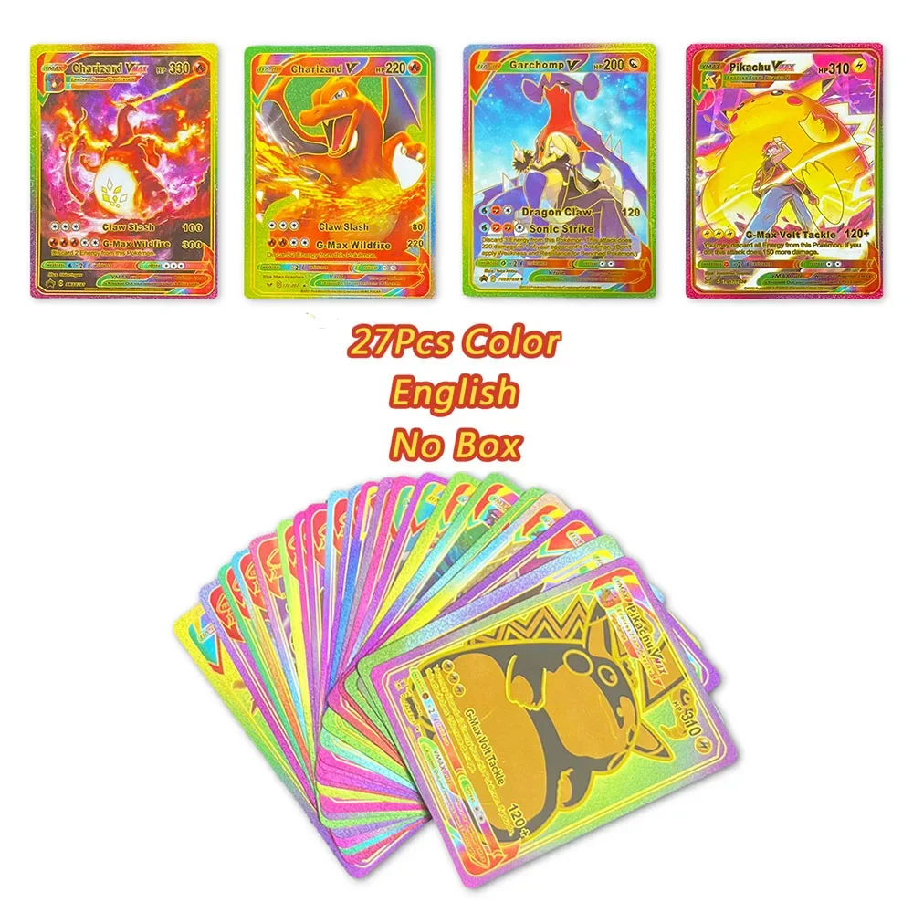 27-110Pcs Cards German French English Spanish Vmax GX Pikachu Diamond ...