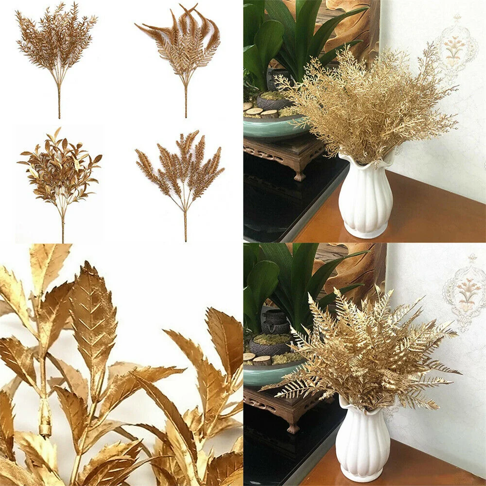 Golden Artificial Flowers Artificial Plants Fake Flowers Plastic ...