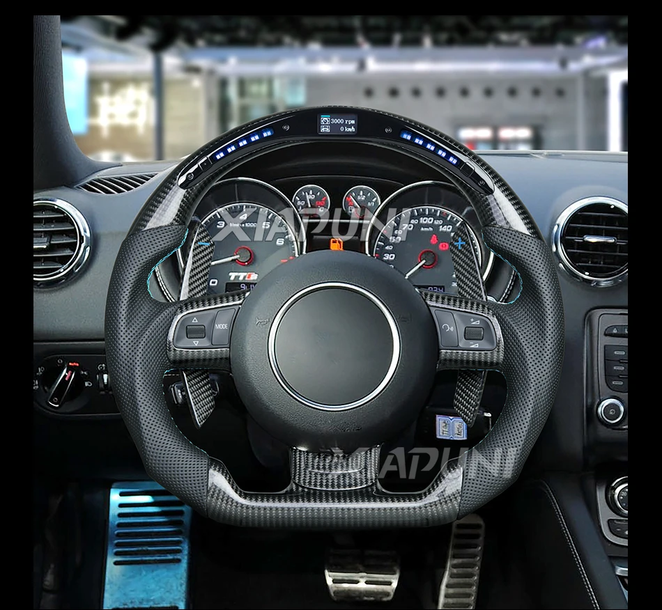 LED Carbon Fiber Steering Wheel For Audi R8 TTS TT 2007-2016 Paddle ...