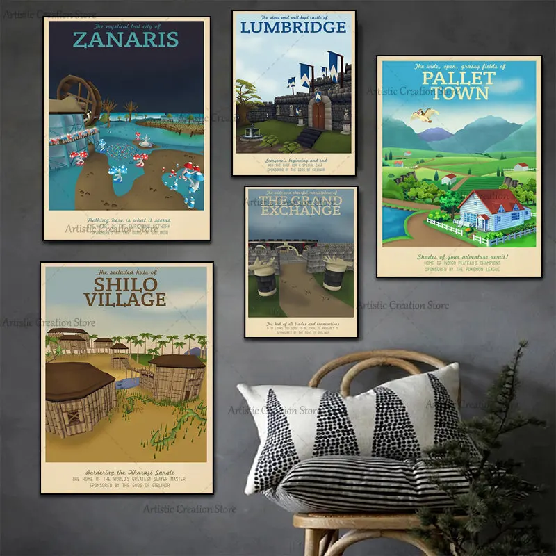 Retro-Travel-Runescape-Poster-Print-Canvas-Painting-Wizard-Geek-Gamer ...