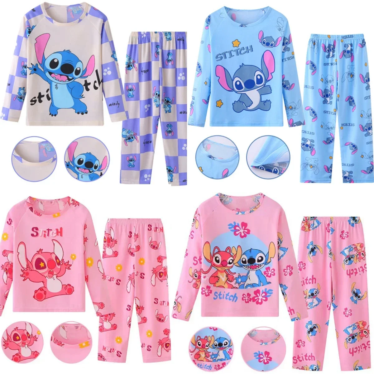 Disney-Conjunto-de-pijamas-de-Stitch-para-ni-os-y-ni-as-ropa-de-dormir ...