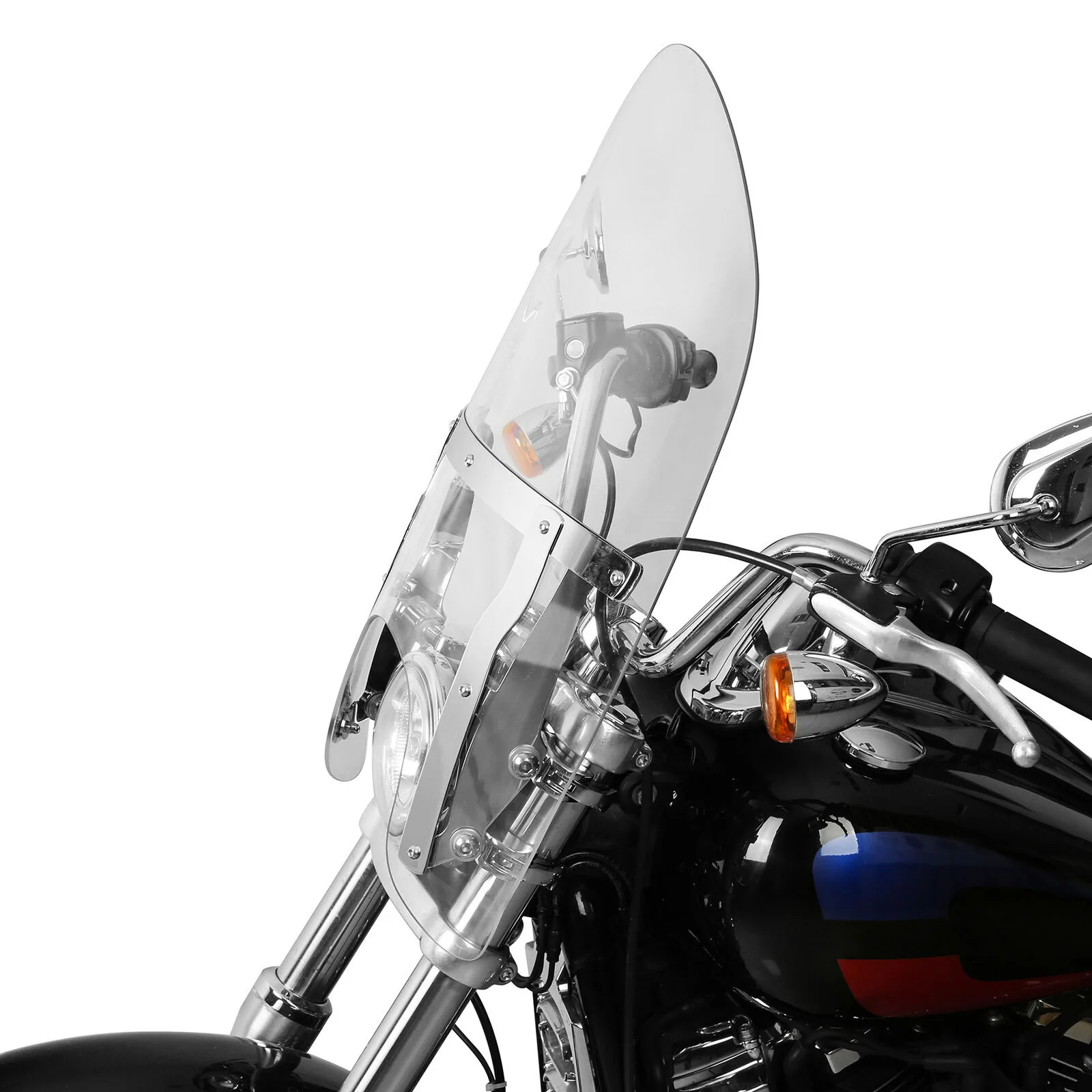 Clear 19" Windscreen Windshield w/ 49mm Clamps For Harley Street Bob ...